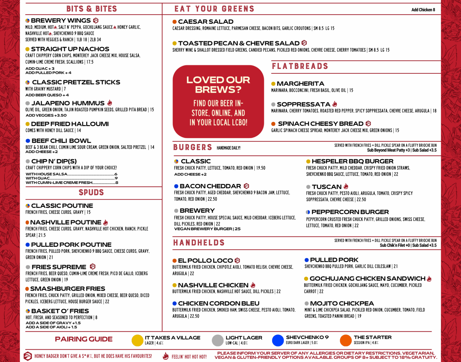 Menu - Four Fathers Brewing